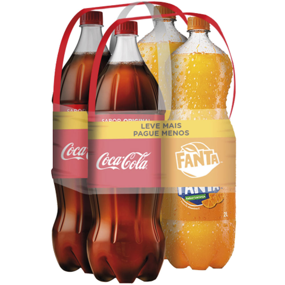 Kit Refrigerantes 2 Coca Cola + 2 Fanta Laranja 2L | Tenda Atacado