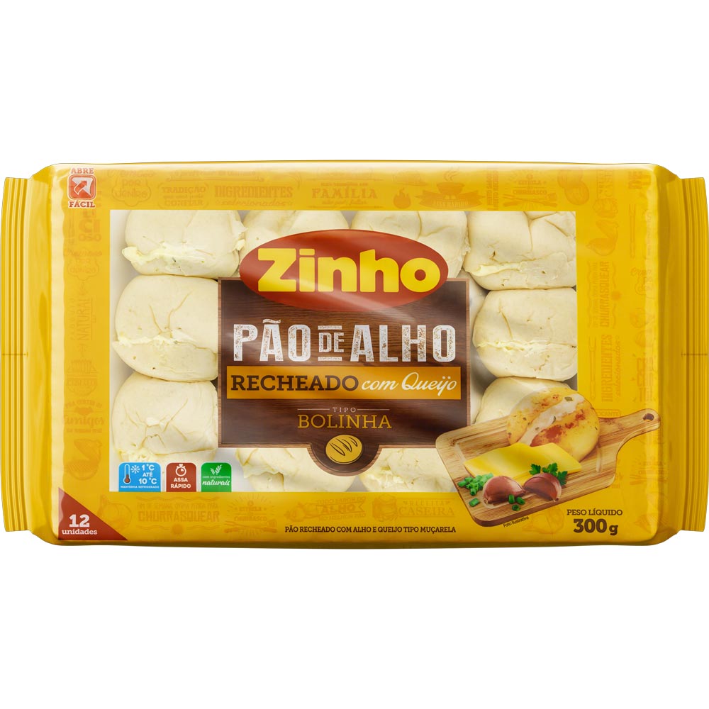 Pão de Alho Bolinha Recheio Queijo Zinho 300g | Tenda Atacado