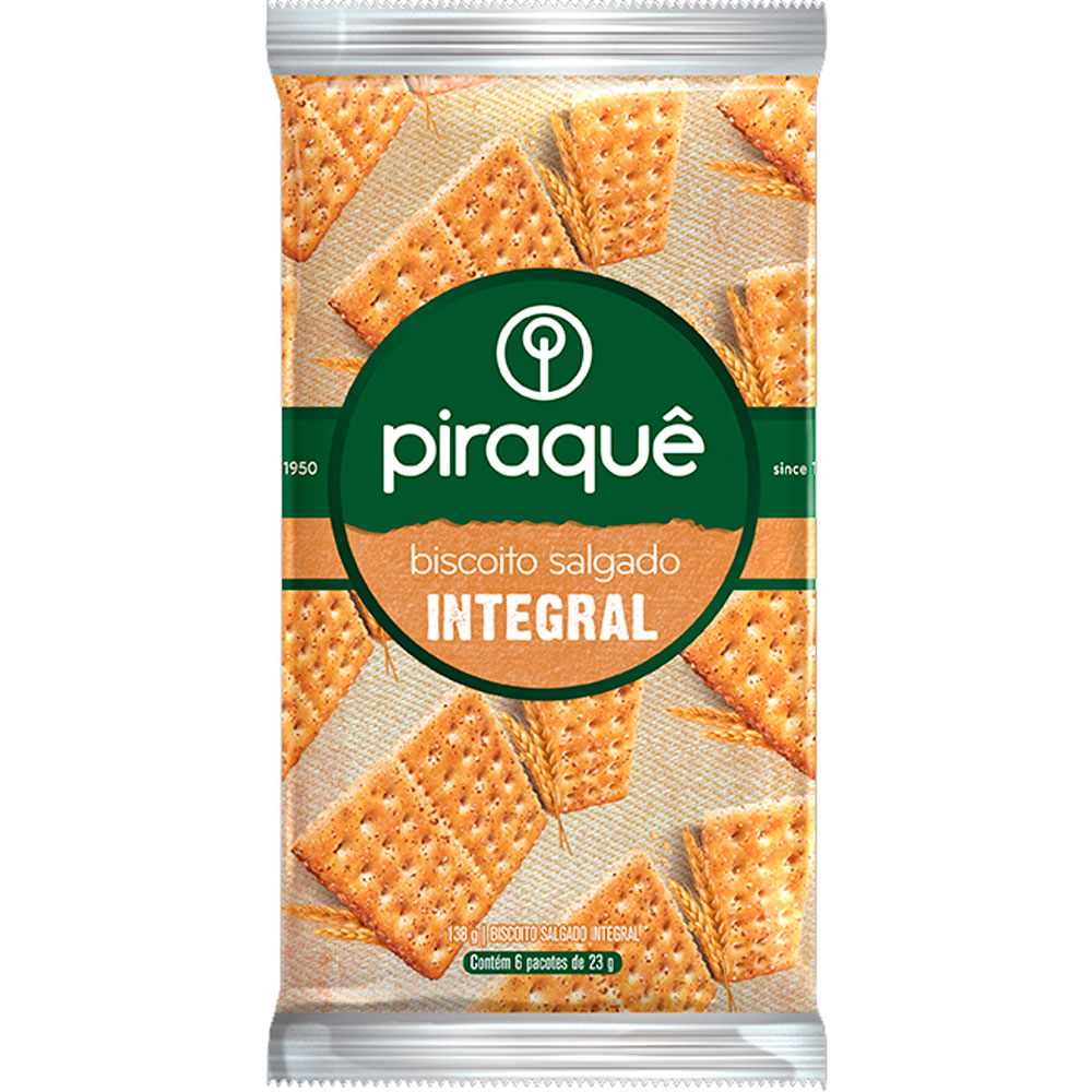 Biscoito Salgado Integral Piraque 138g | Tenda Atacado
