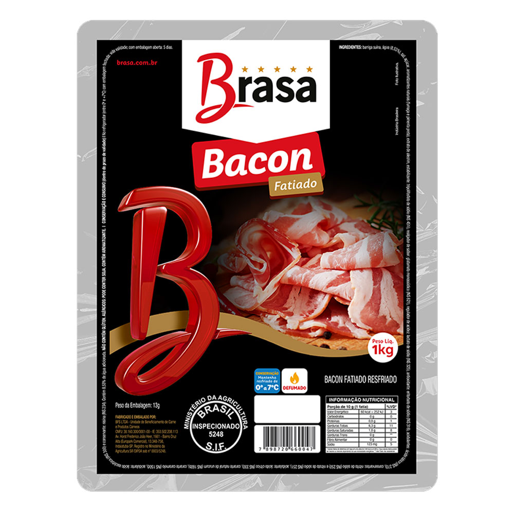 Bacon Fatiado Brasa 1kg | Tenda Atacado
