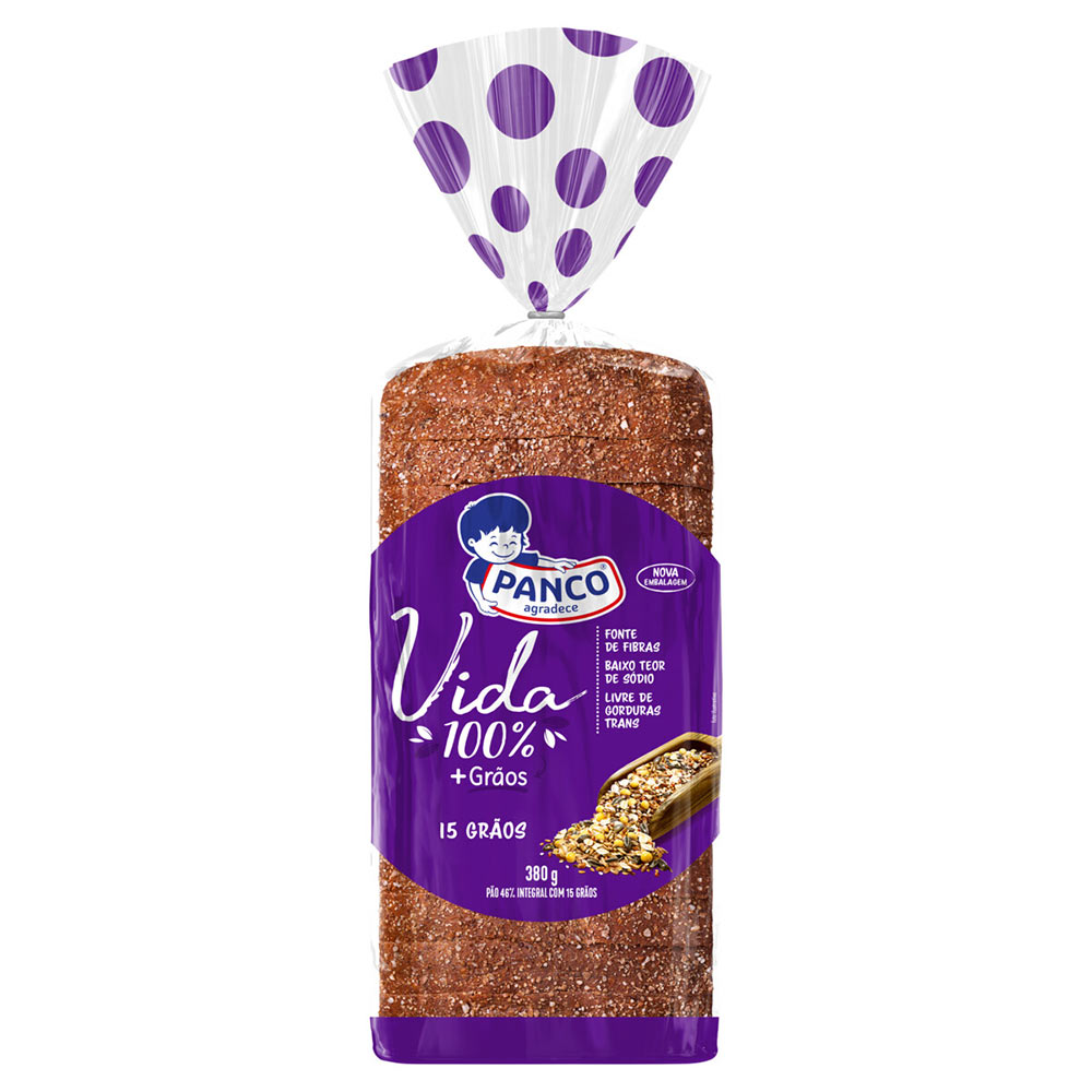 Pão Integral 15 Grãos Vida Panco 380g | Tenda Atacado