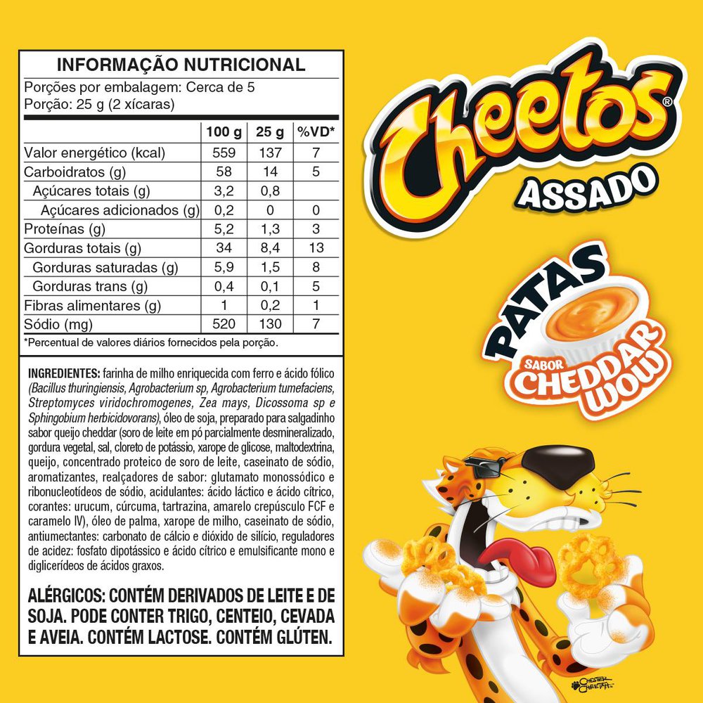 Salgadinho de Milho Patas Cheddar Cheetos 115g | Tenda Atacado