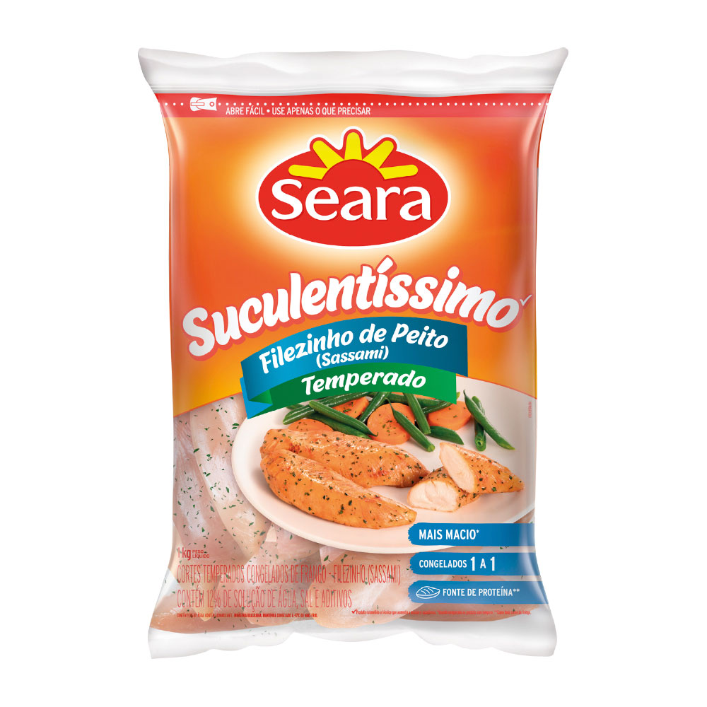 Filézinho Sassami de Frango Congealdo Seara Temperado 1kg | Tenda Atacado